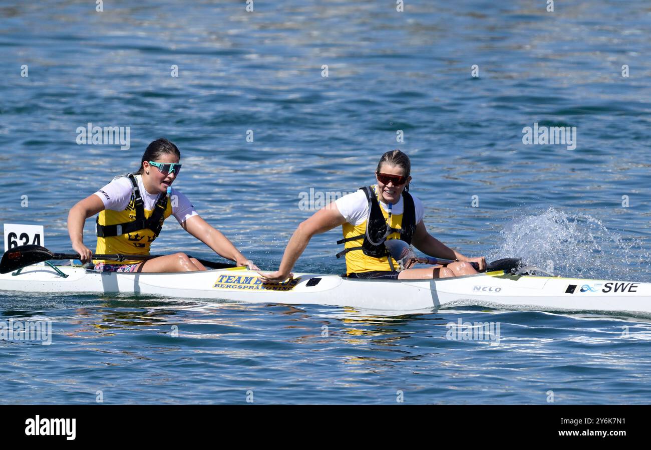 Melina Andersson (SWE) and Ella Richter (SWE) celebrate as they cross ...