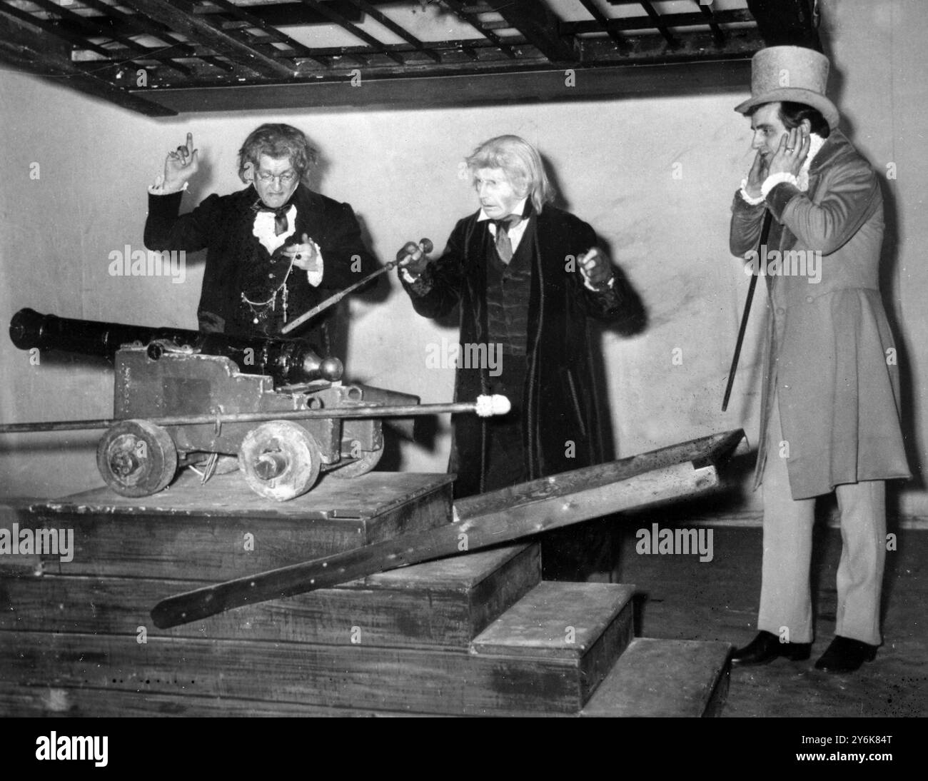 The cannon scene during rehearsal of the play Great Expectations ...