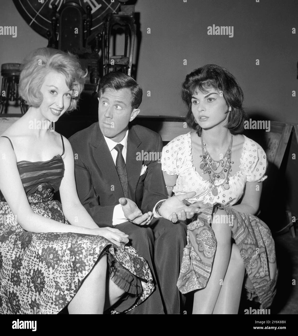 TV Actor Michael Medwin with Nyree Dawn Porter (left) and Nadja Regin ...