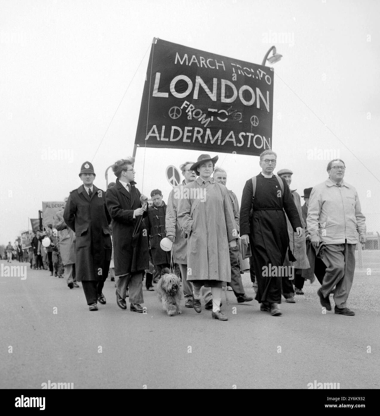 Aldermaston Berkshire Nuclear demonstrarors marching form the Atom ...