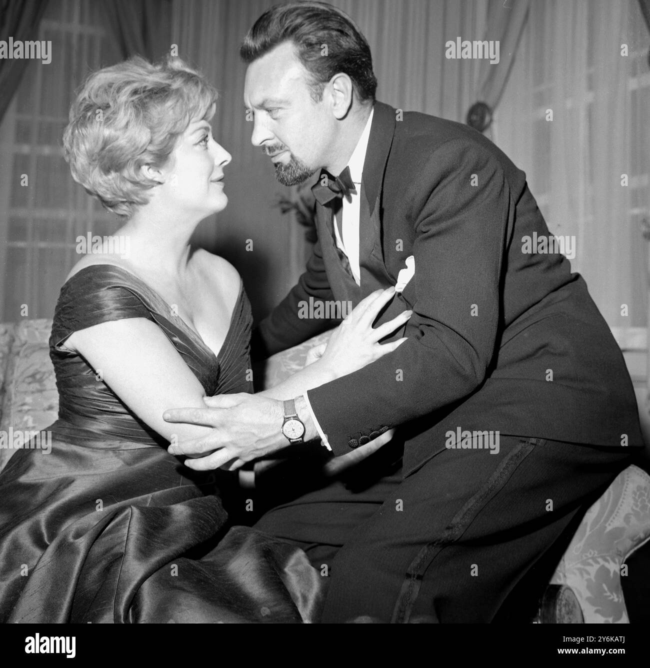 Actress Melissa Stribling seen with bearded actor Donald Sinden in a ...