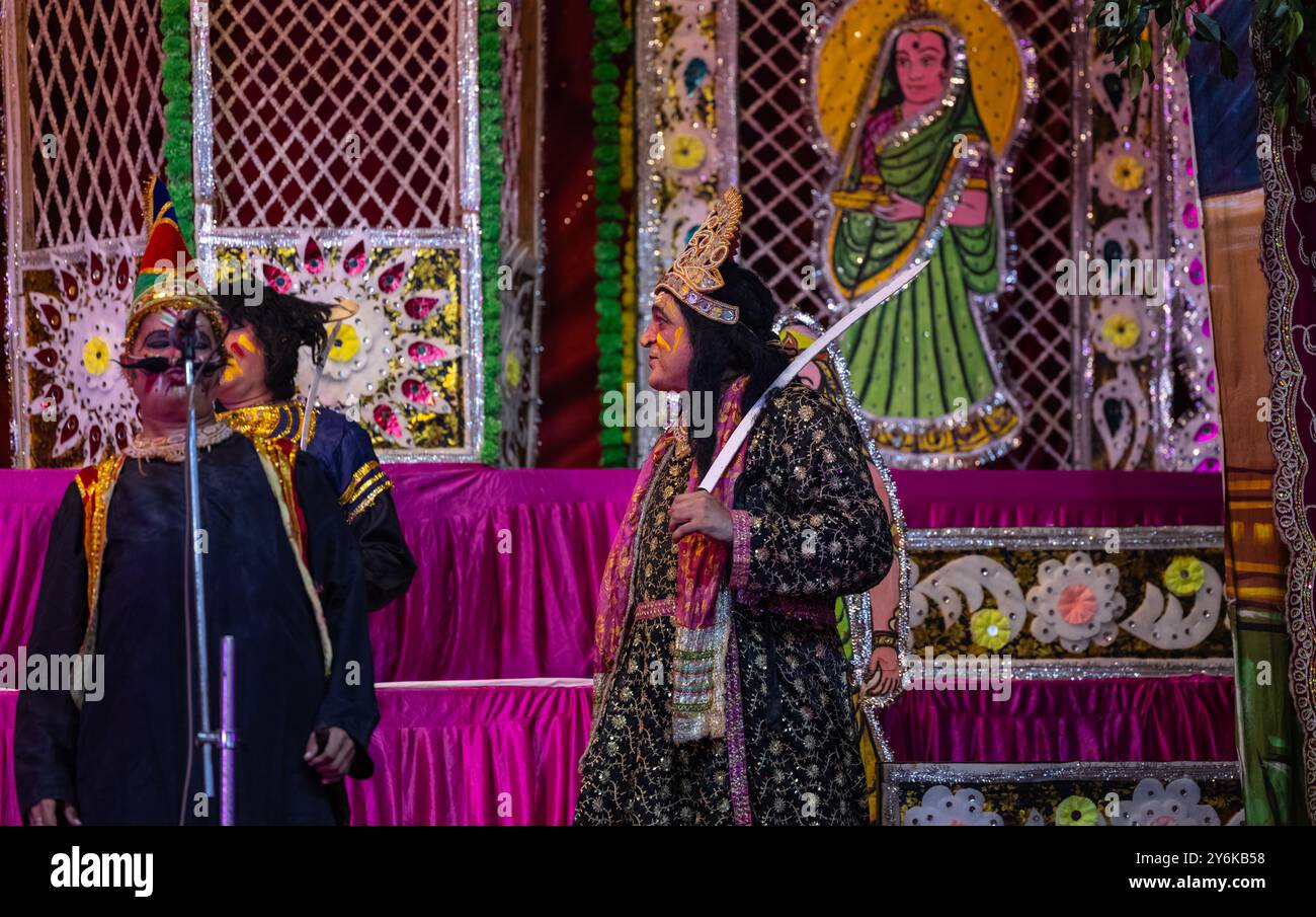 Portrait of the indian artists playing characters of hindu holy book ...