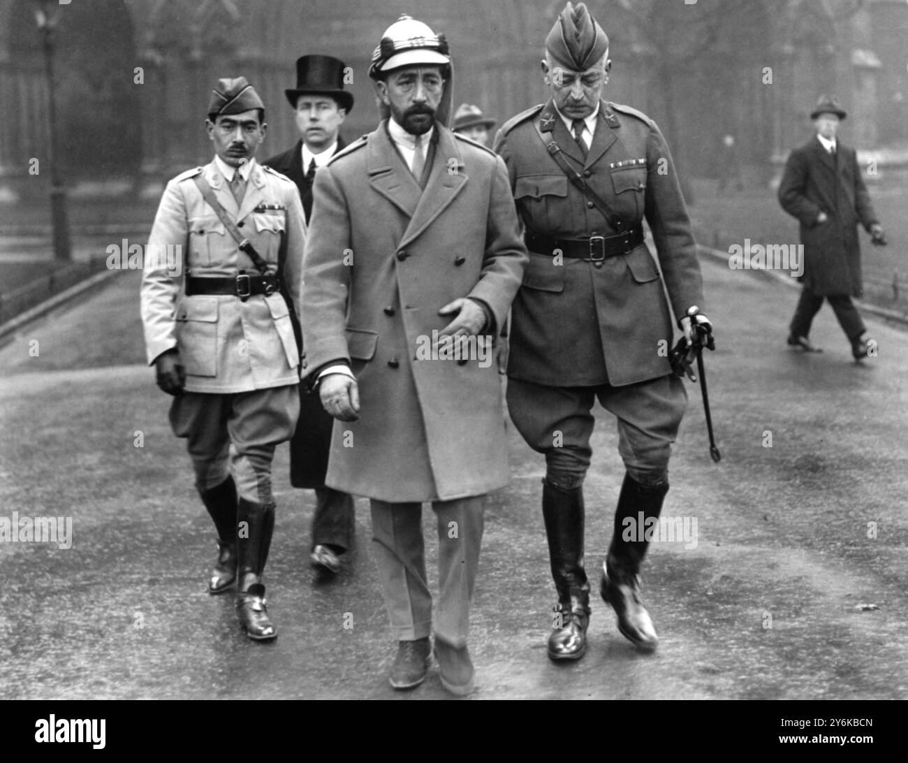 King Faisal I leaving Westminster Abbey after placing a wreath at the ...