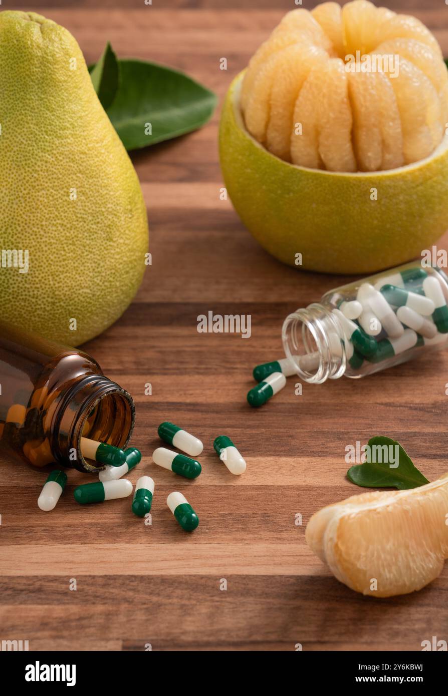Fresh pomelo fruit with leaf and medicine adverse drug reaction ...