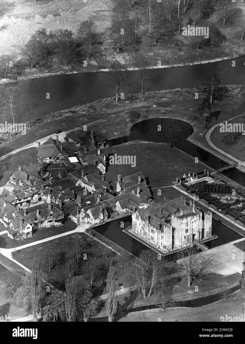 Aerial of Hever Castle and the Tudor Village Near Edenbridge Kent Stock ...