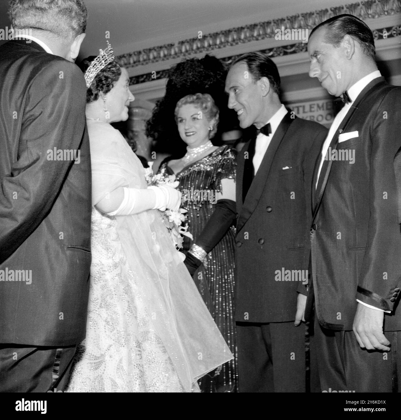 H M Queen Elizabeth The Queen Mother chats to comedian Tommy Trinder at ...