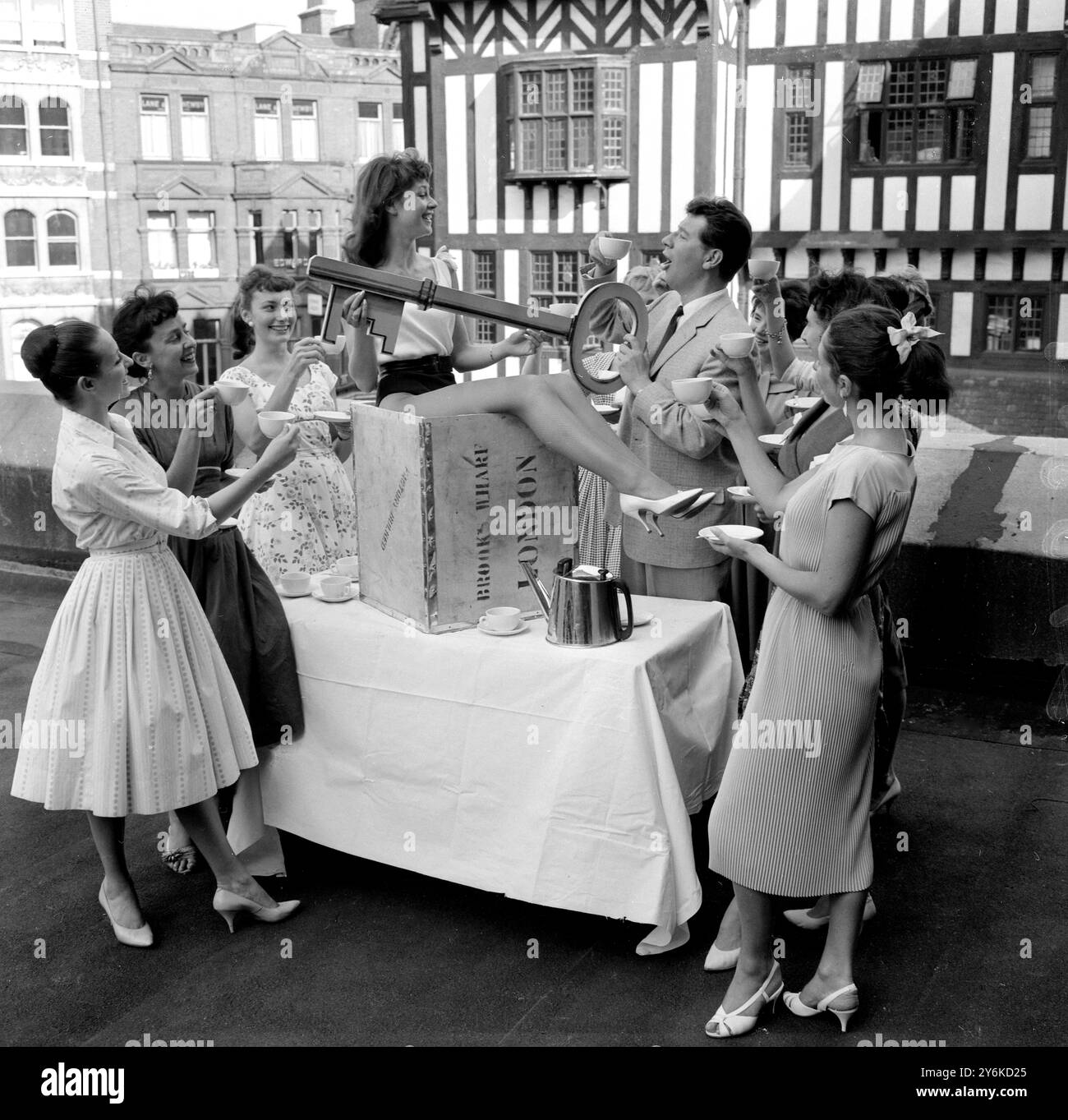 London Palladium dancer Janet O'Mahoney seated on a tea chest chose the ...