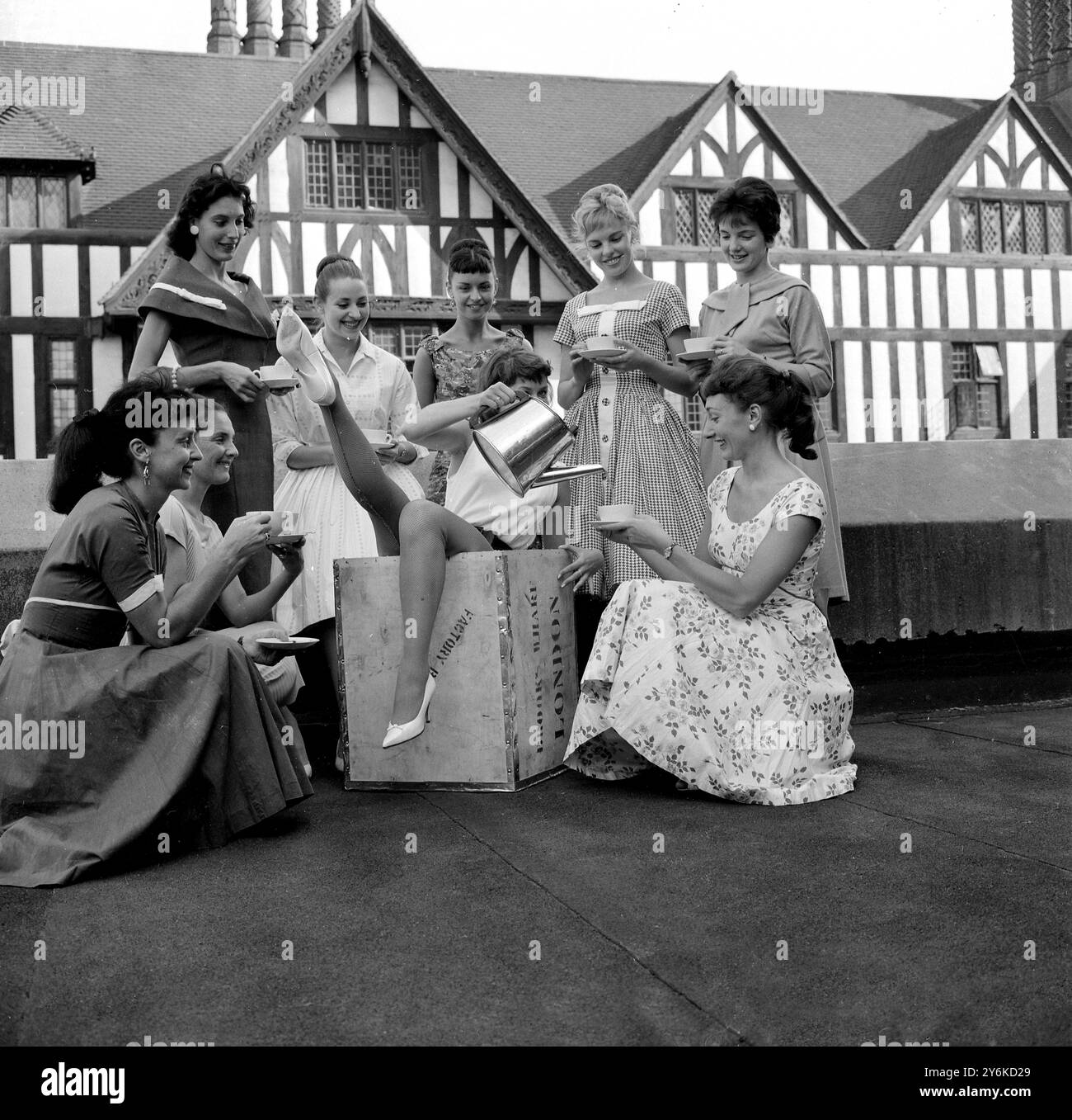 London Palladium dancer Janet O'Mahoney seated on a tea chest chose the ...