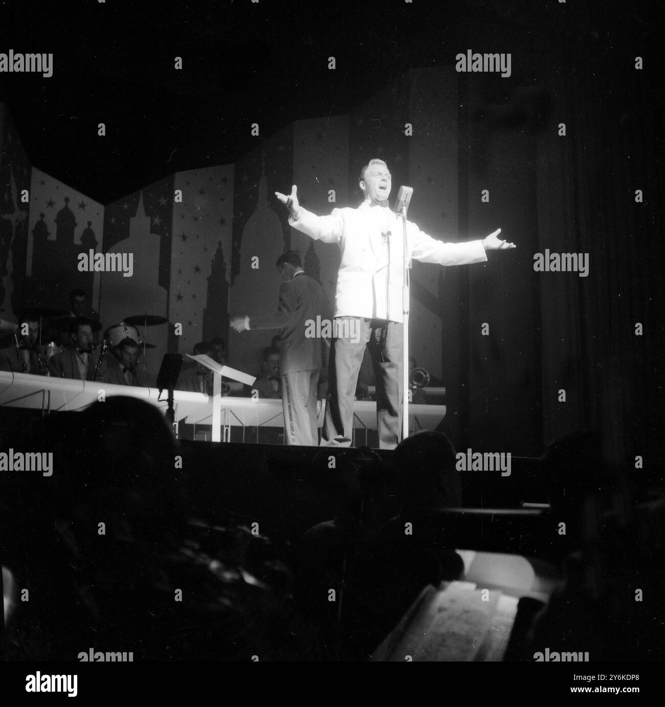 British David Whitfield (arms outstretched) singing at the Royal ...