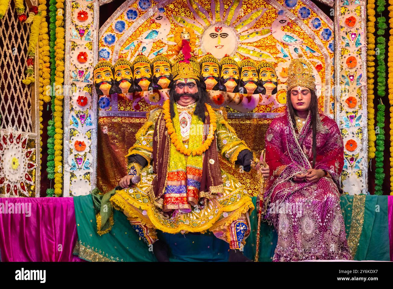 Portrait of the indian artists playing characters of hindu holy book ...