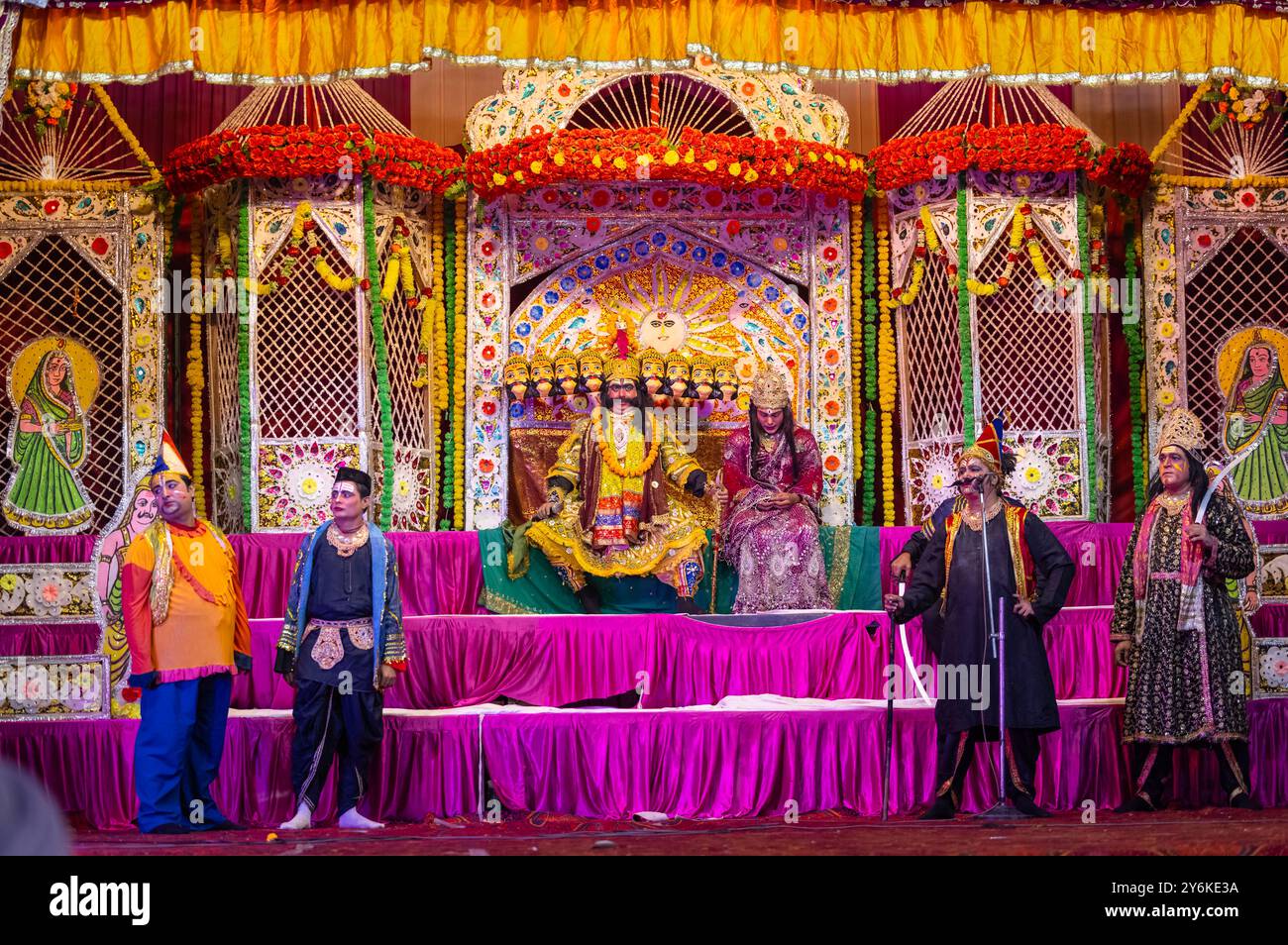 Portrait of the indian artists playing characters of hindu holy book ...