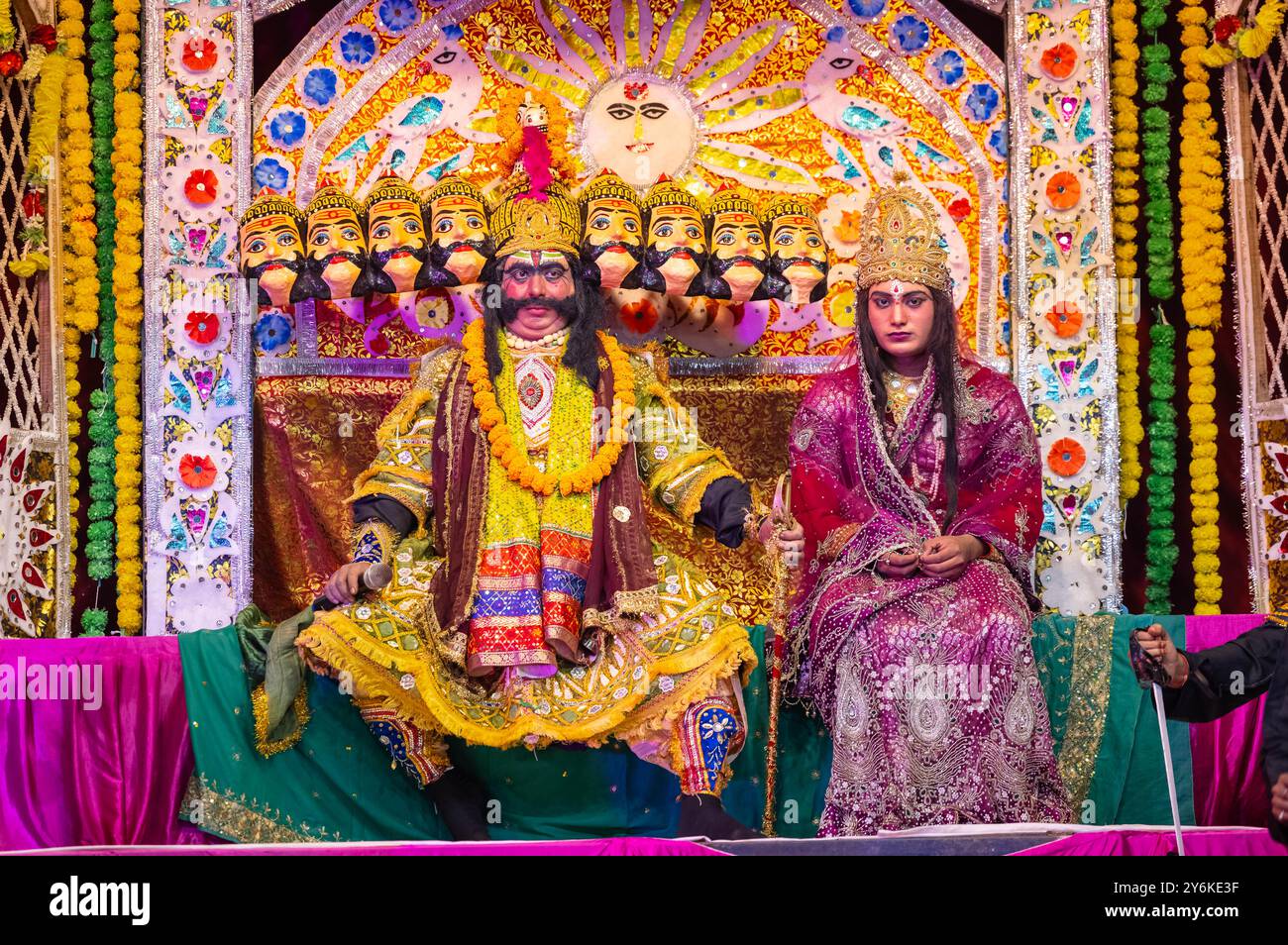 Portrait of the indian artists playing characters of hindu holy book ...