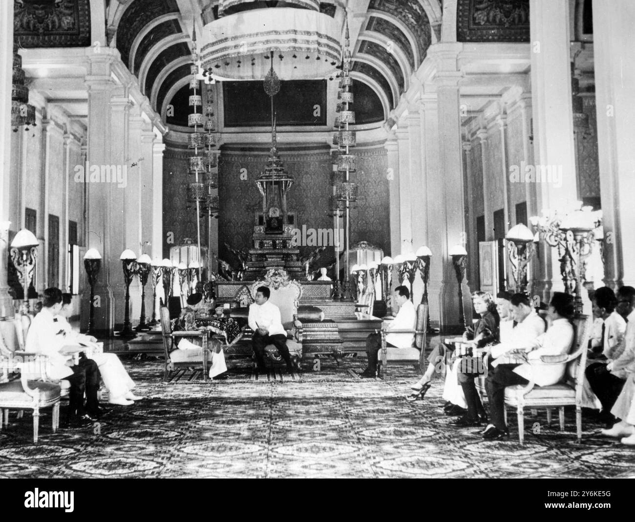 President Nguyen Van Tam , centre left , democratic ruler of Cambodia ...