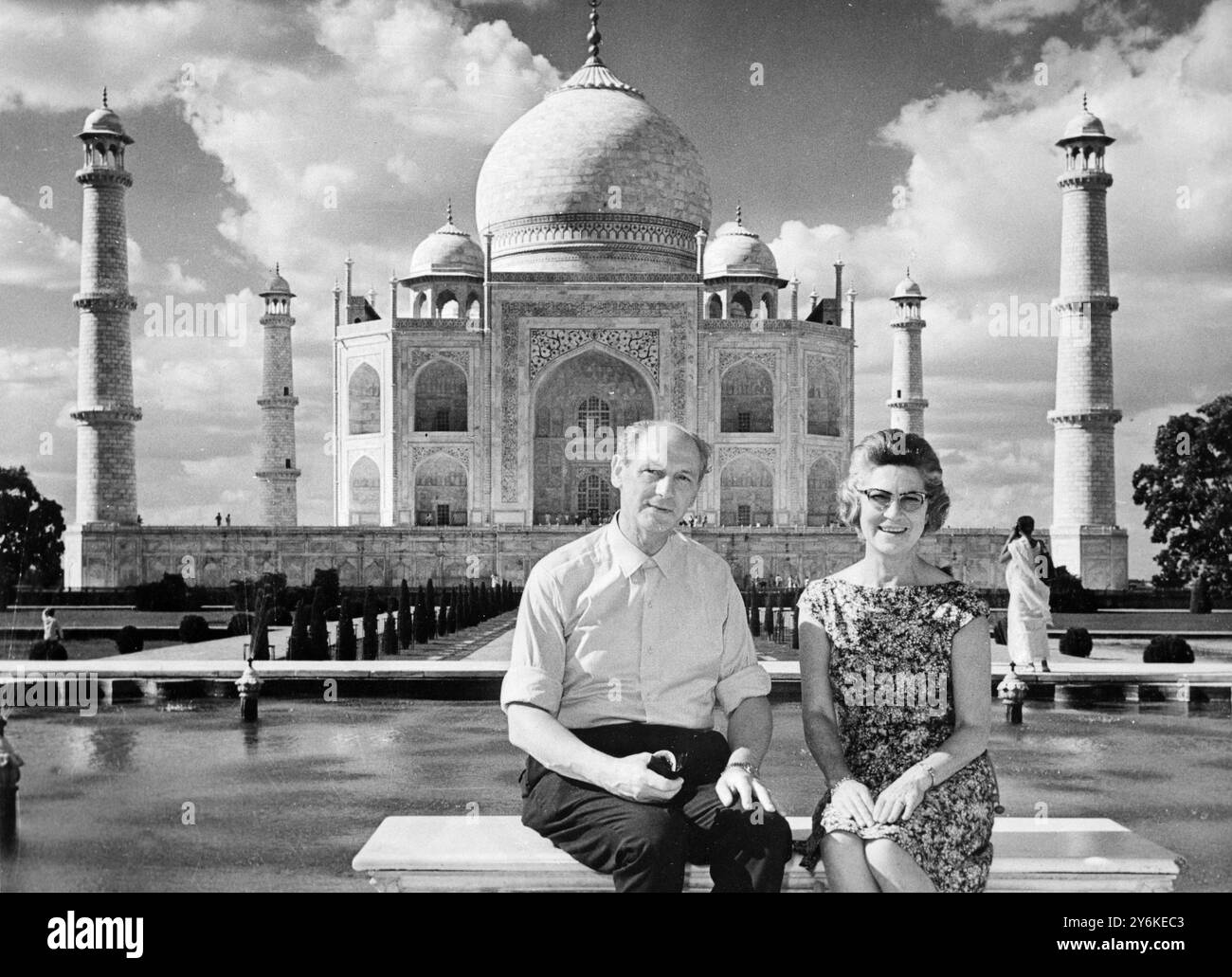 Agra, India: Irish Premier Jack Lynch his wife pose in front of the ...