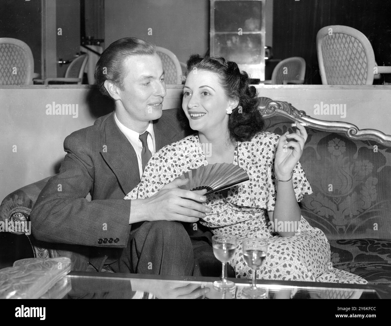Miss Mimi Benzell and John Westerbrook seen at the Grosvenor Hotel ...