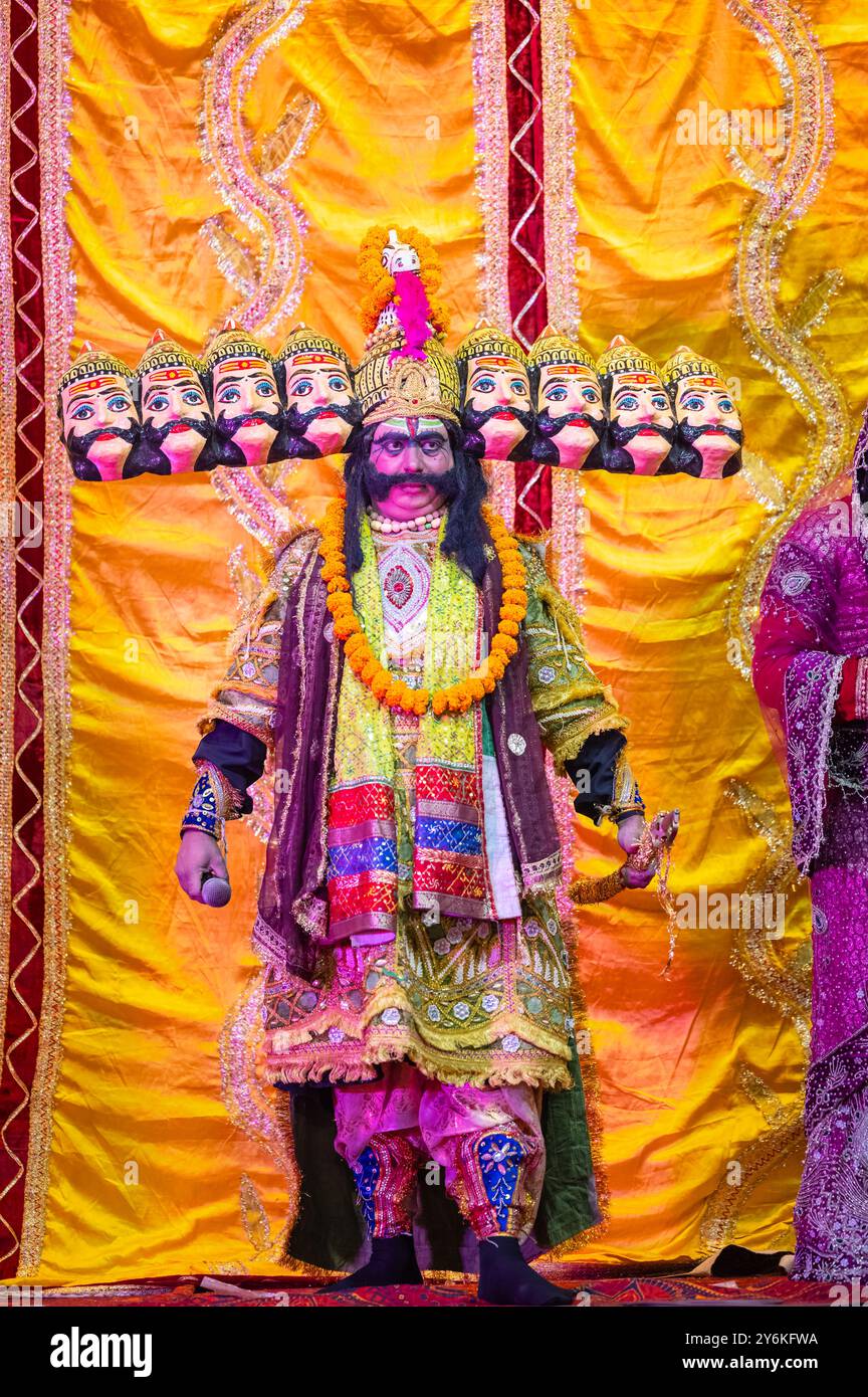 Portrait of the indian artists playing characters of hindu holy book ...