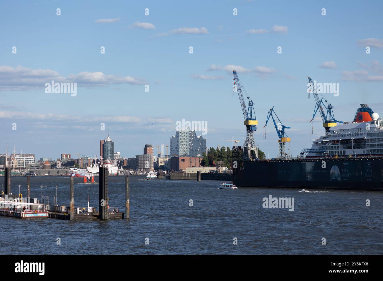 View of Hamburg city, Germany, its opera house and its port from ...