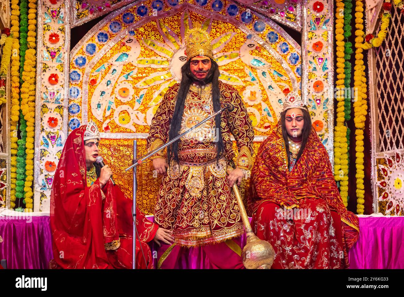 Portrait of the indian artists playing characters of hindu holy book ...