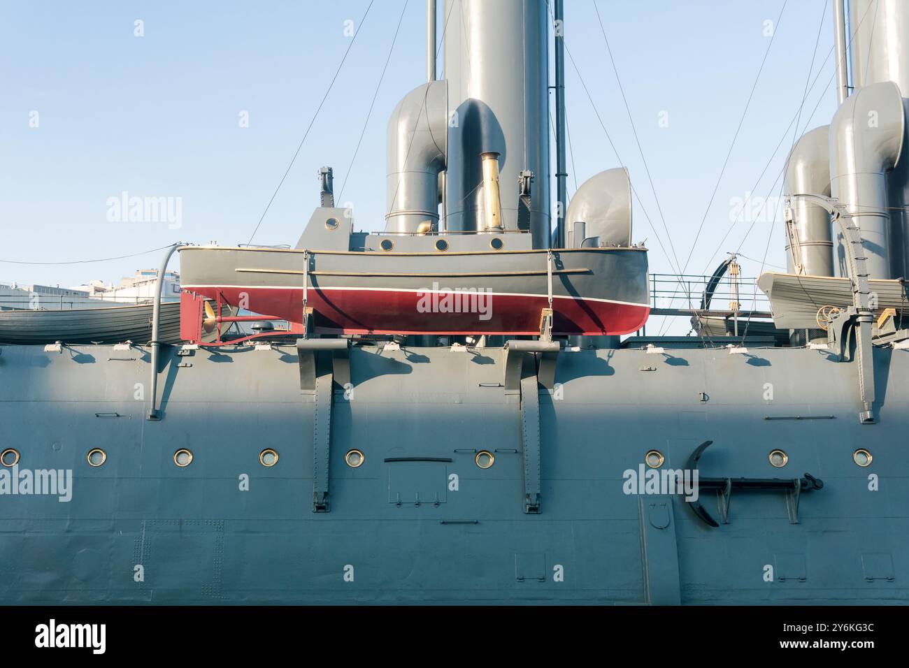 steam launch on board an old warship Stock Photo - Alamy