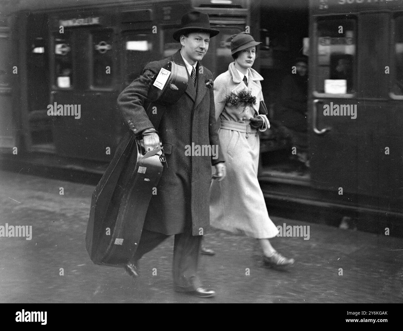 At Waterloo Station - Mr Stewart Deas, of Edinburgh and his wife, on ...