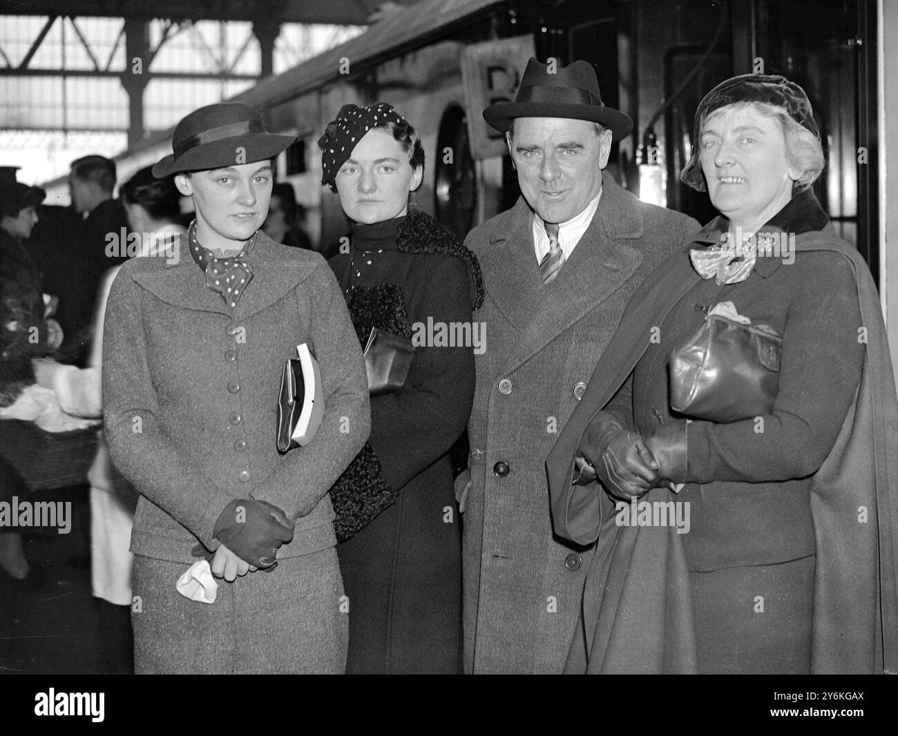 At Waterloo. Misses Ann and Mary Casson, Mr Lewis Casson and Dame Sybil ...