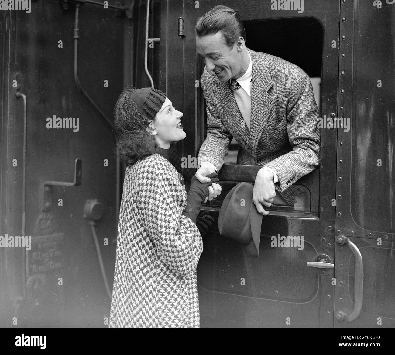 At Waterloo Station - Miss Chili Bouchier, the English film star, bids ...