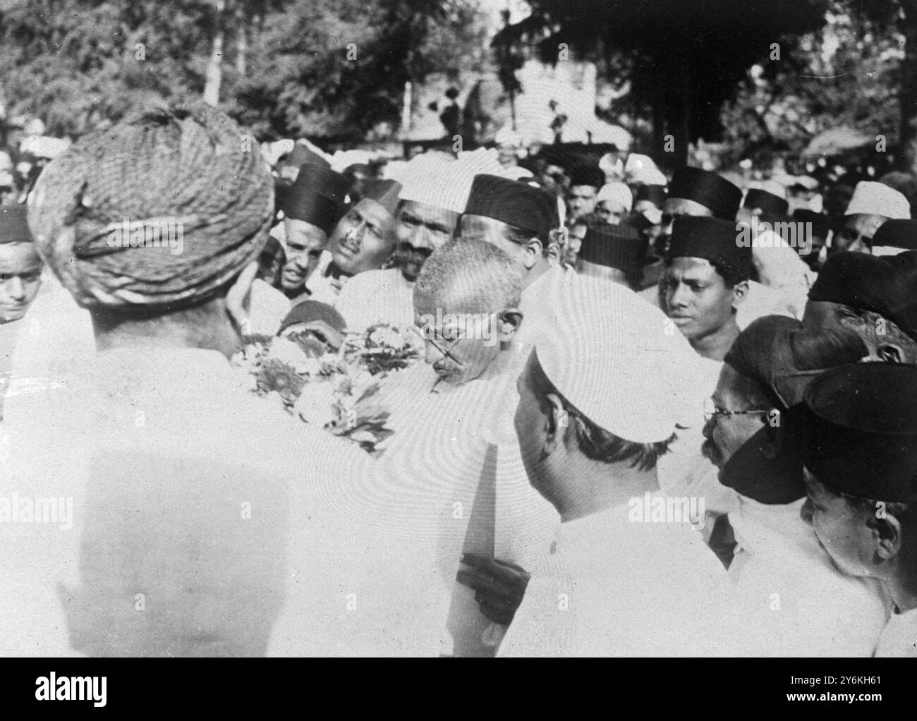 Mohandas Karamchand Gandhi Pictured addressing a meeting during the ...