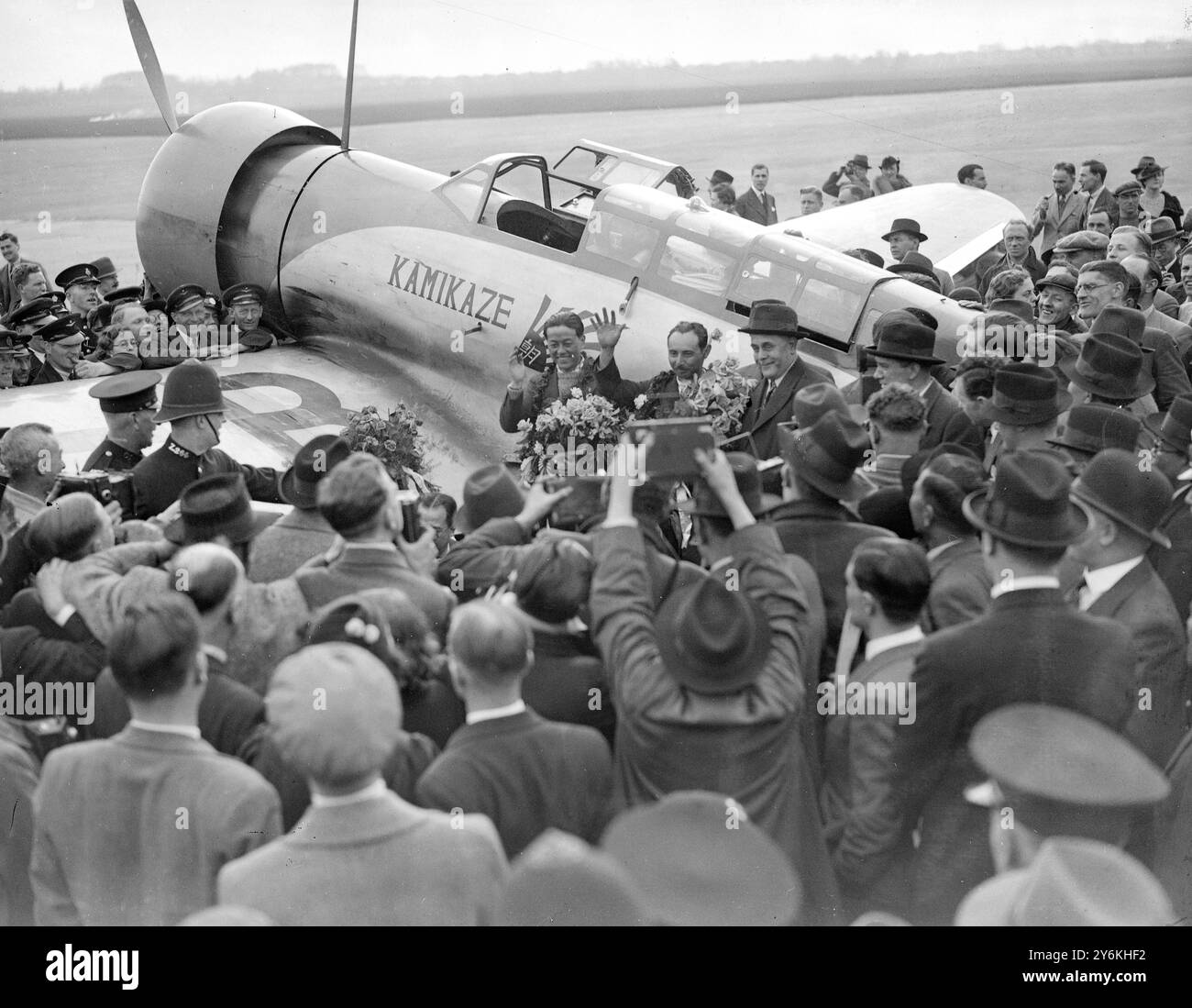 In London, after their record flight from Tokio to Croydon in 3 days 22 ...