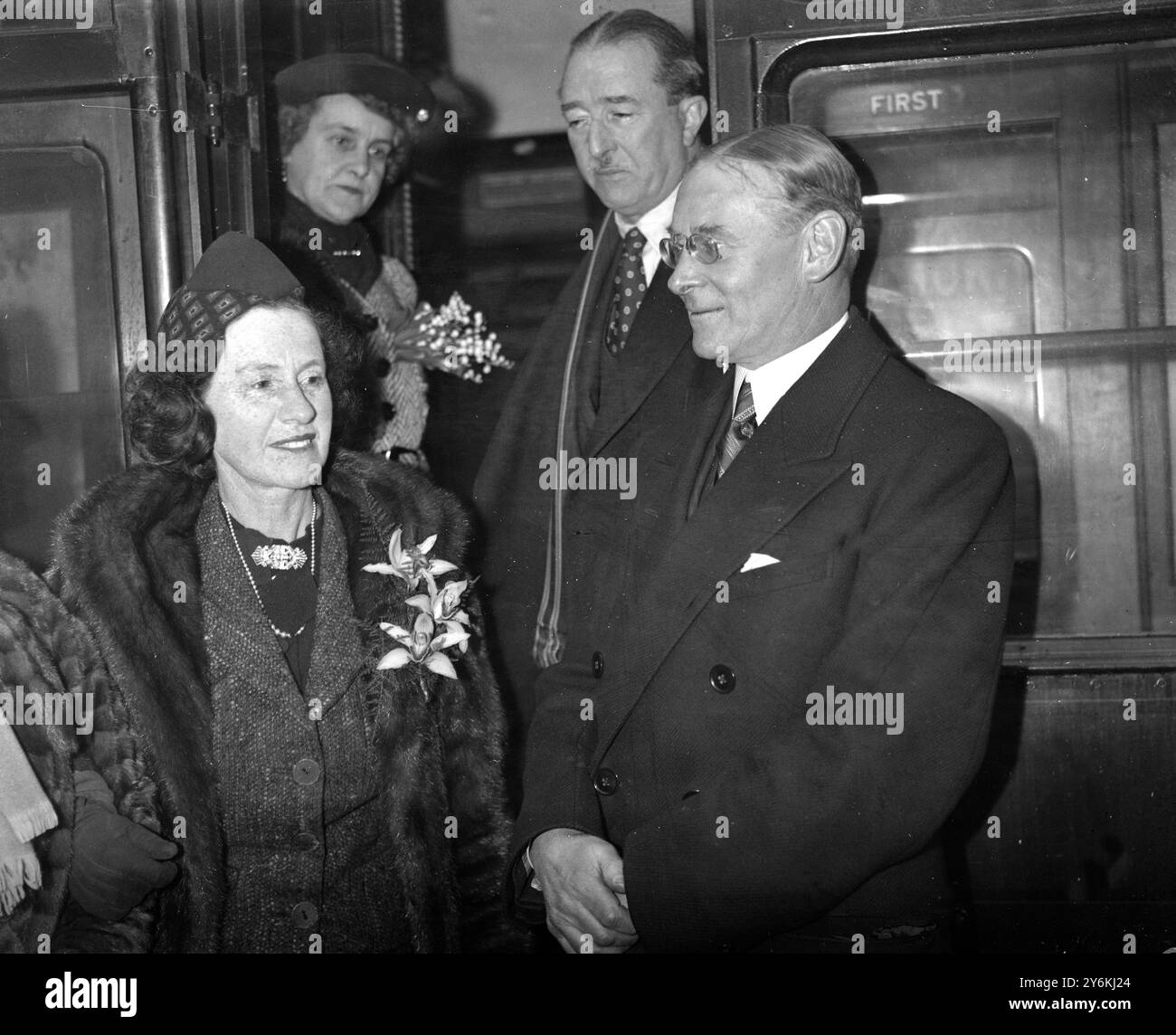 At Waterloo Station leaving for Madeira. Sir James and Lady Milne on 25 ...