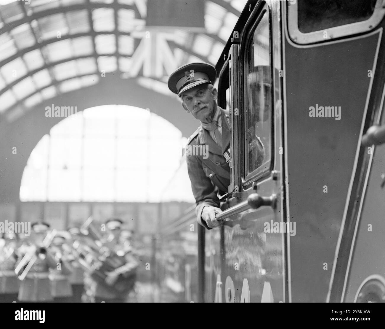 At King's Cross, Major General Sir Cecil Pereira in the cab of ...
