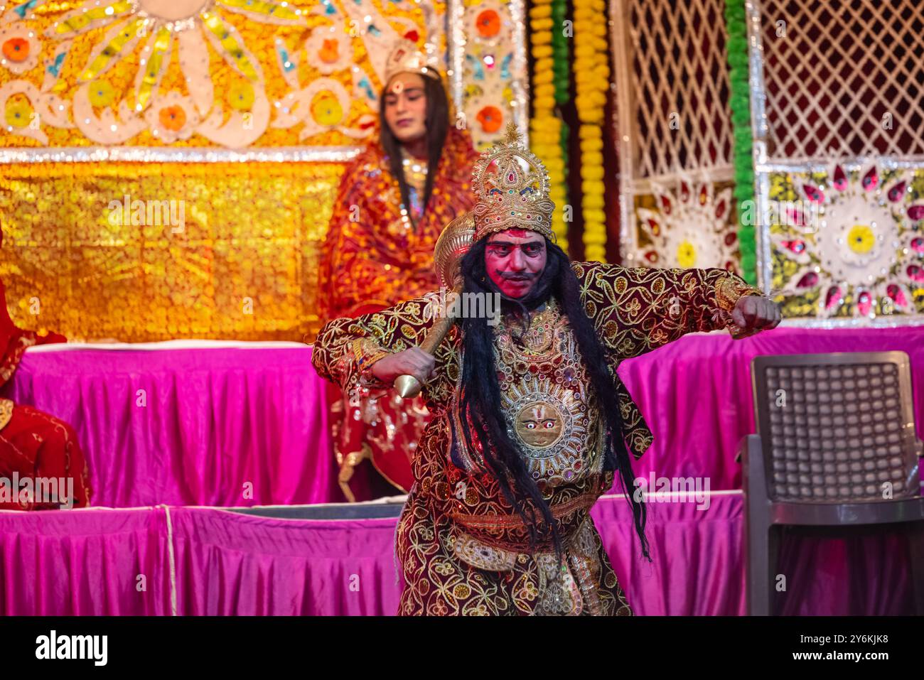 Portrait of the indian artists playing characters of hindu holy book ...