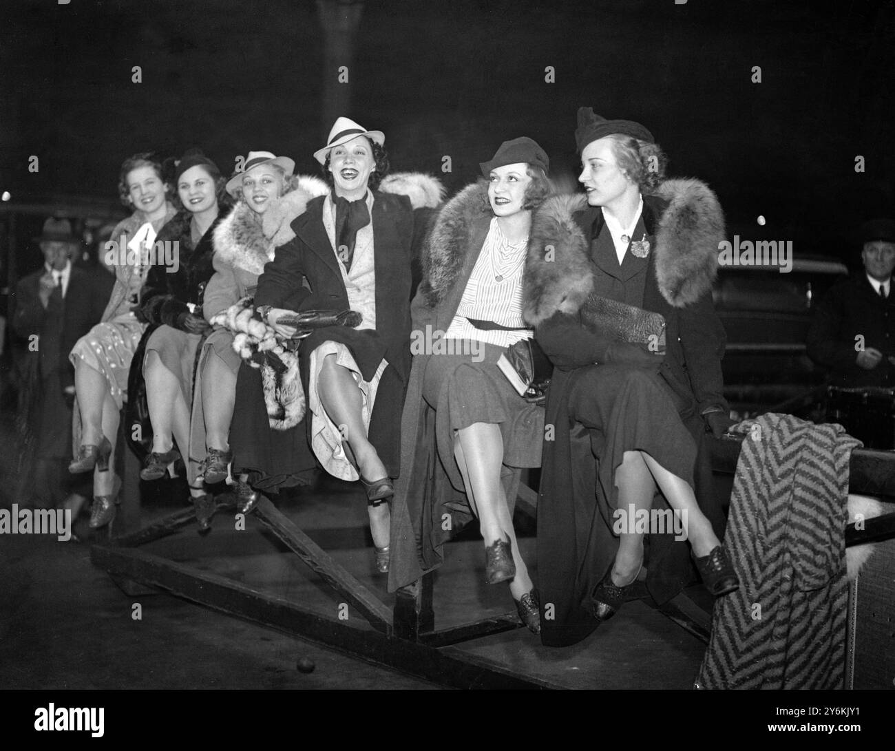 On their arrival at Paddington - The "Albertina Rasch" girls, to appear ...