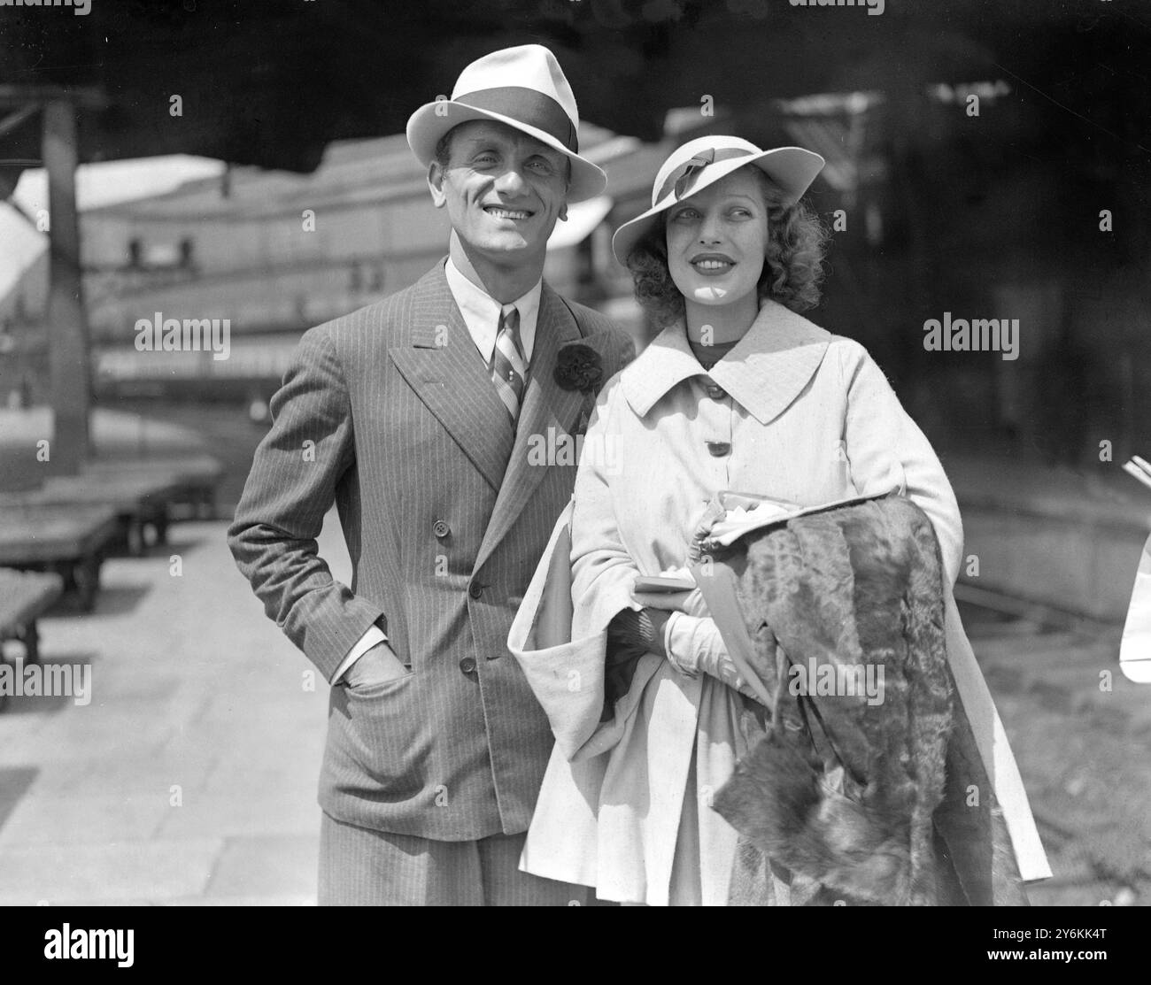 At Paddington Station. Arthur Tracey ("Street Singer") and Miss Loretta ...