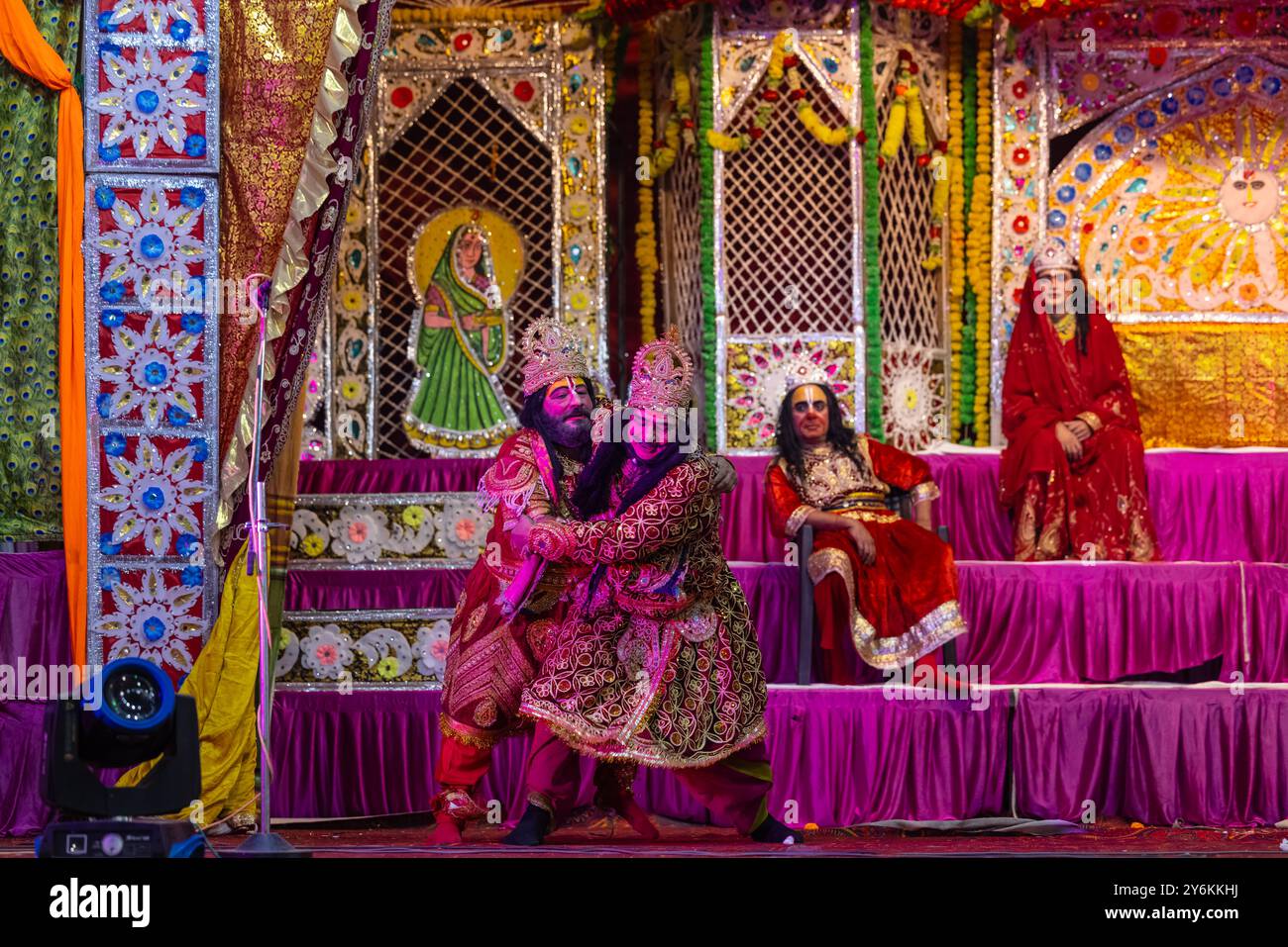 Portrait of the indian artists playing characters of hindu holy book ...
