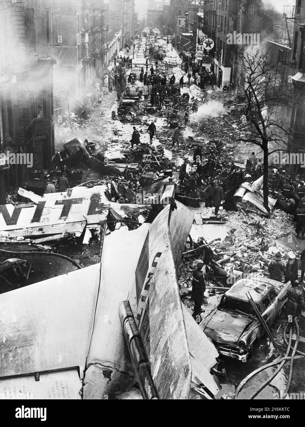 New York Air Crash Horror - 16 December 1960 The tail-plane and wing of ...