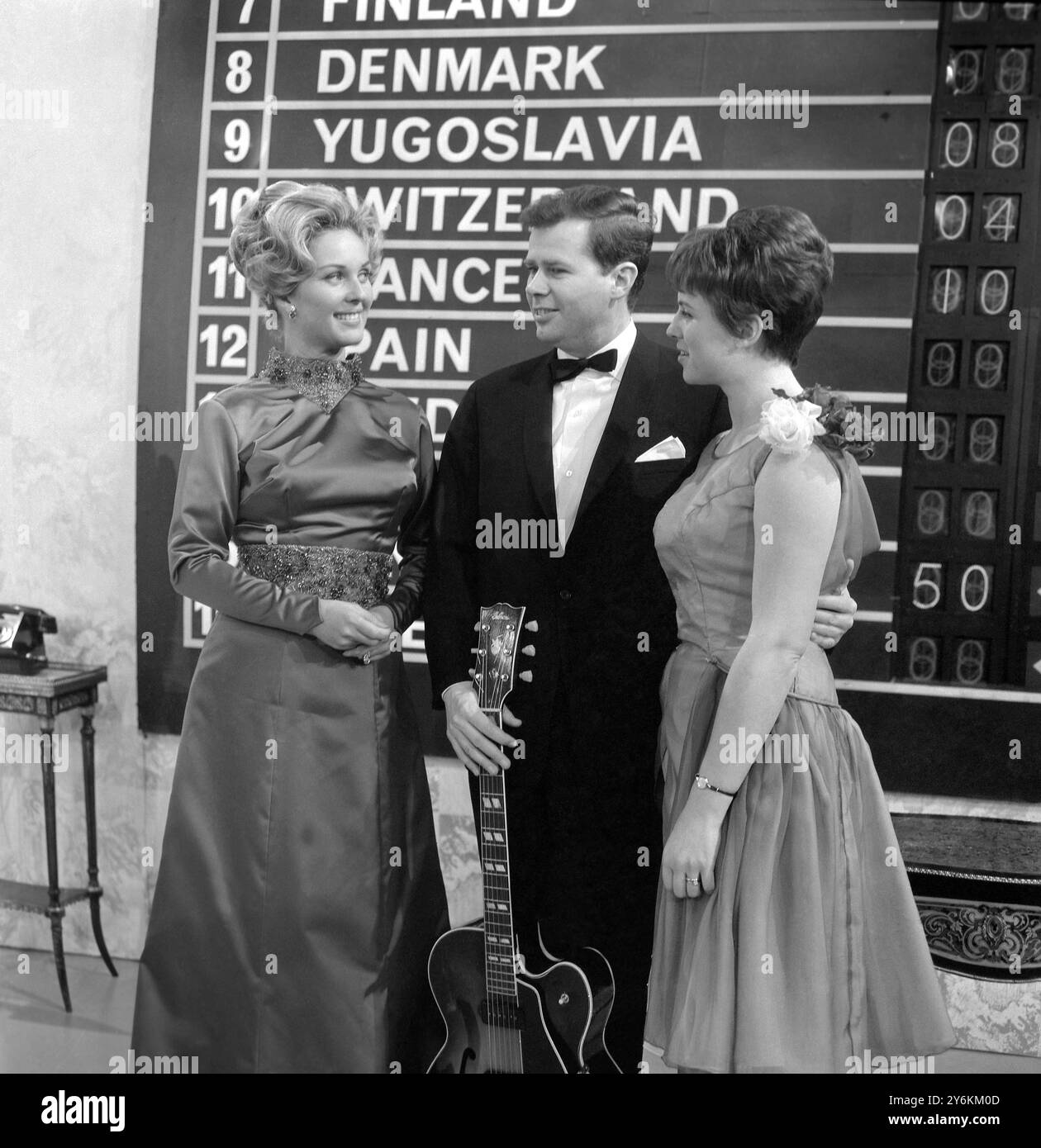 London: Katie Boyle with the Danish entries Jorgen and Grethe Ingmann ...