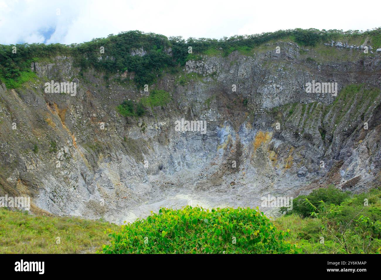 The wall of crater or caldera at the top of Mount Mahawu, Tomohon ...