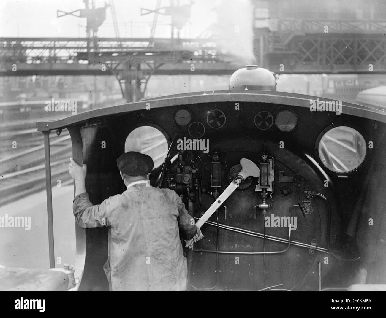 The driving cab of a typical Southern Railway Engine at Waterloo ...