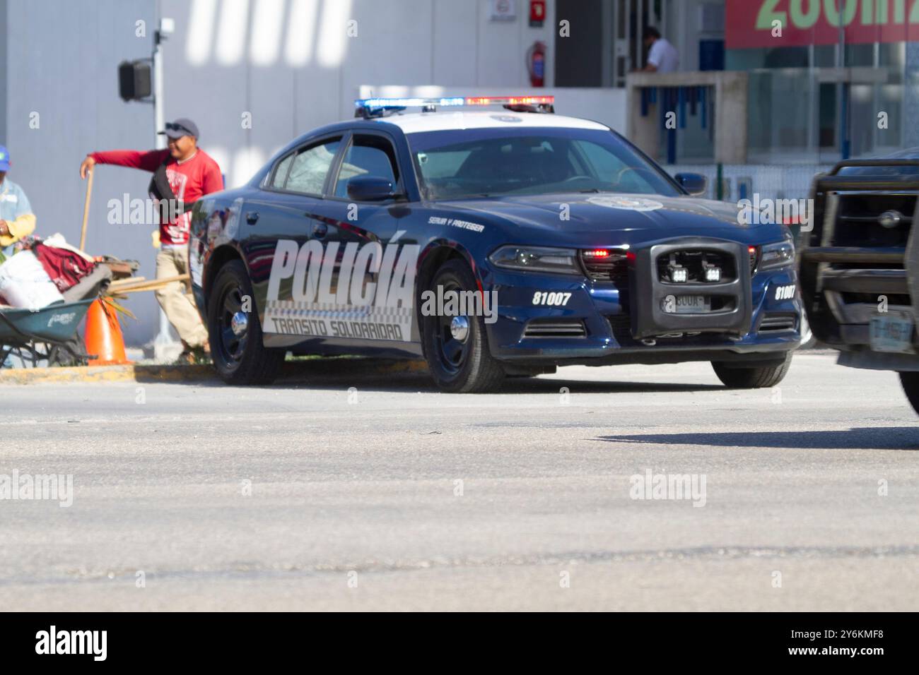 Mexico, Quintana Roo state, Riviera Maya, Playa del Carmen,police car ...