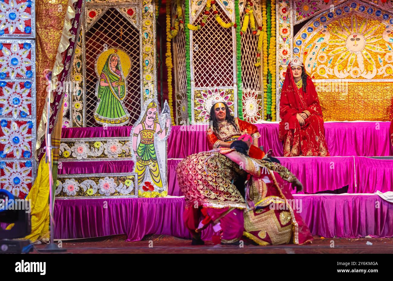 Portrait of the indian artists playing characters of hindu holy book ...