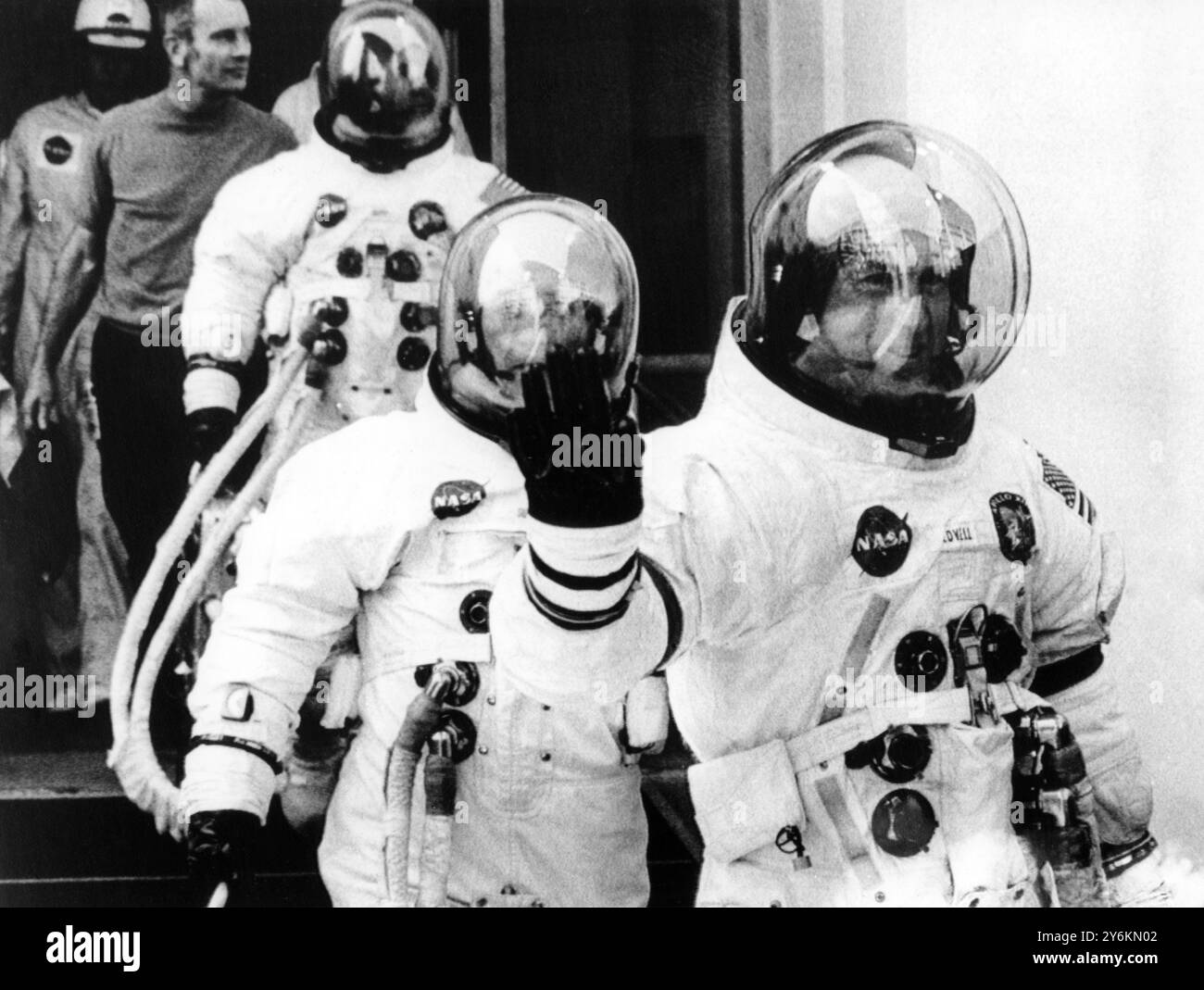 Cape Kennedy , Florida : Jim Lovell , the Apollo 13 commander , and moonflight veteran , leads ...