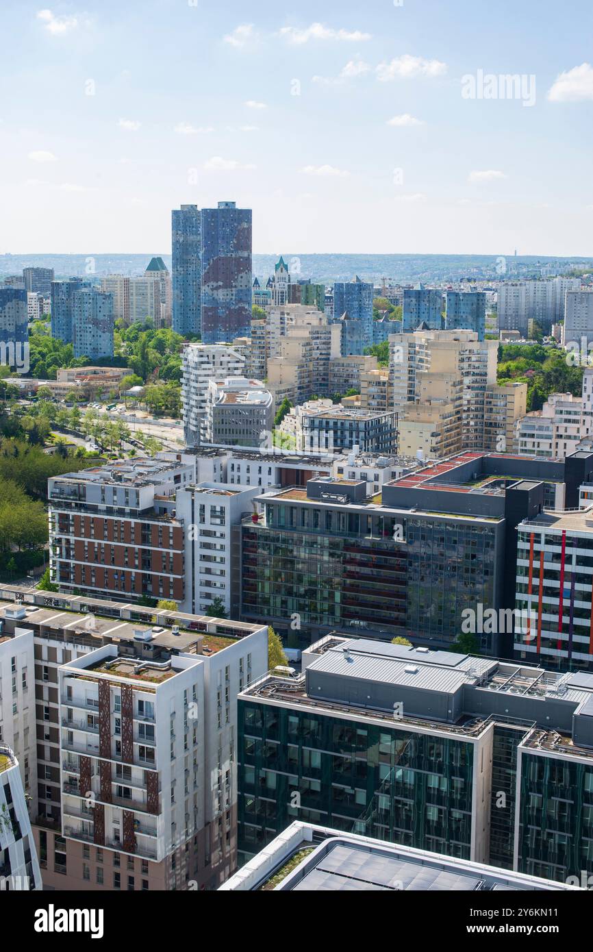 France, Nanterre, 92, apartment buildings and towers, bird's-eye view ...