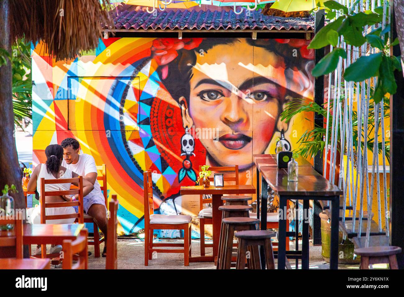 Tulum, Mexican bar with a portrait of Frida Kahlo Stock Photo - Alamy