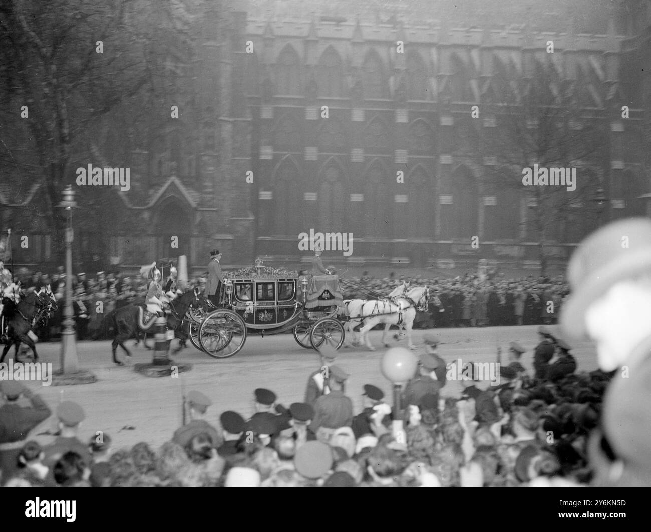Royal Wedding. H.R.H Princess Elizabeth and Duke of Edinburgh. Crowds cheering the bridal pair ...