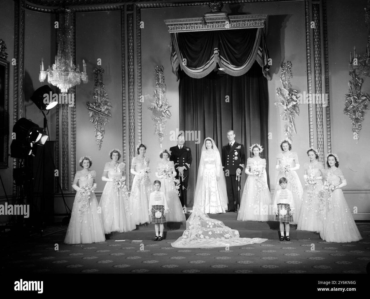 Royal Wedding. H.R.H Princess Elizabeth and Duke of Edinburgh. The bridal couple with ...