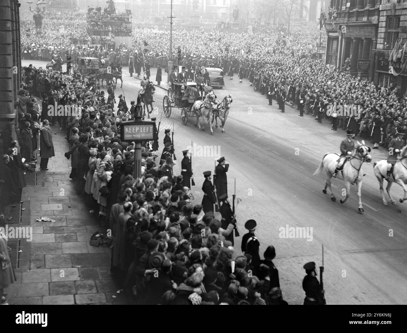 Royal Wedding. H.R.H Princess Elizabeth and Duke of Edinburgh. Picture taken from the Whitehall ...