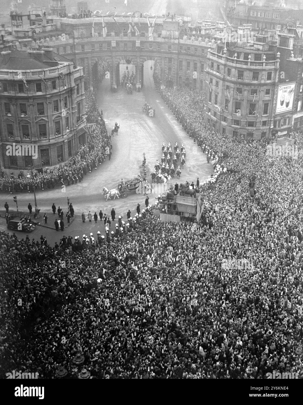 Royal Wedding. The Irish State Coach seen from Grand Buildings ...