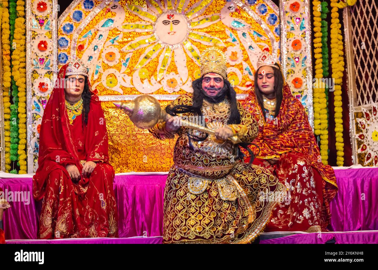 Portrait of the indian artists playing characters of hindu holy book ...