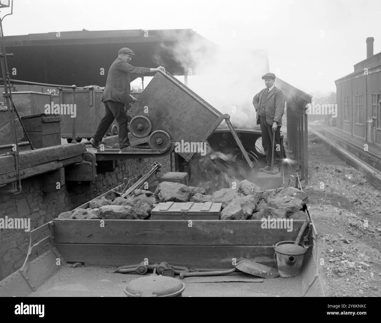 Main line engine being loaded with coal Exeter. © TopFoto Stock Photo ...