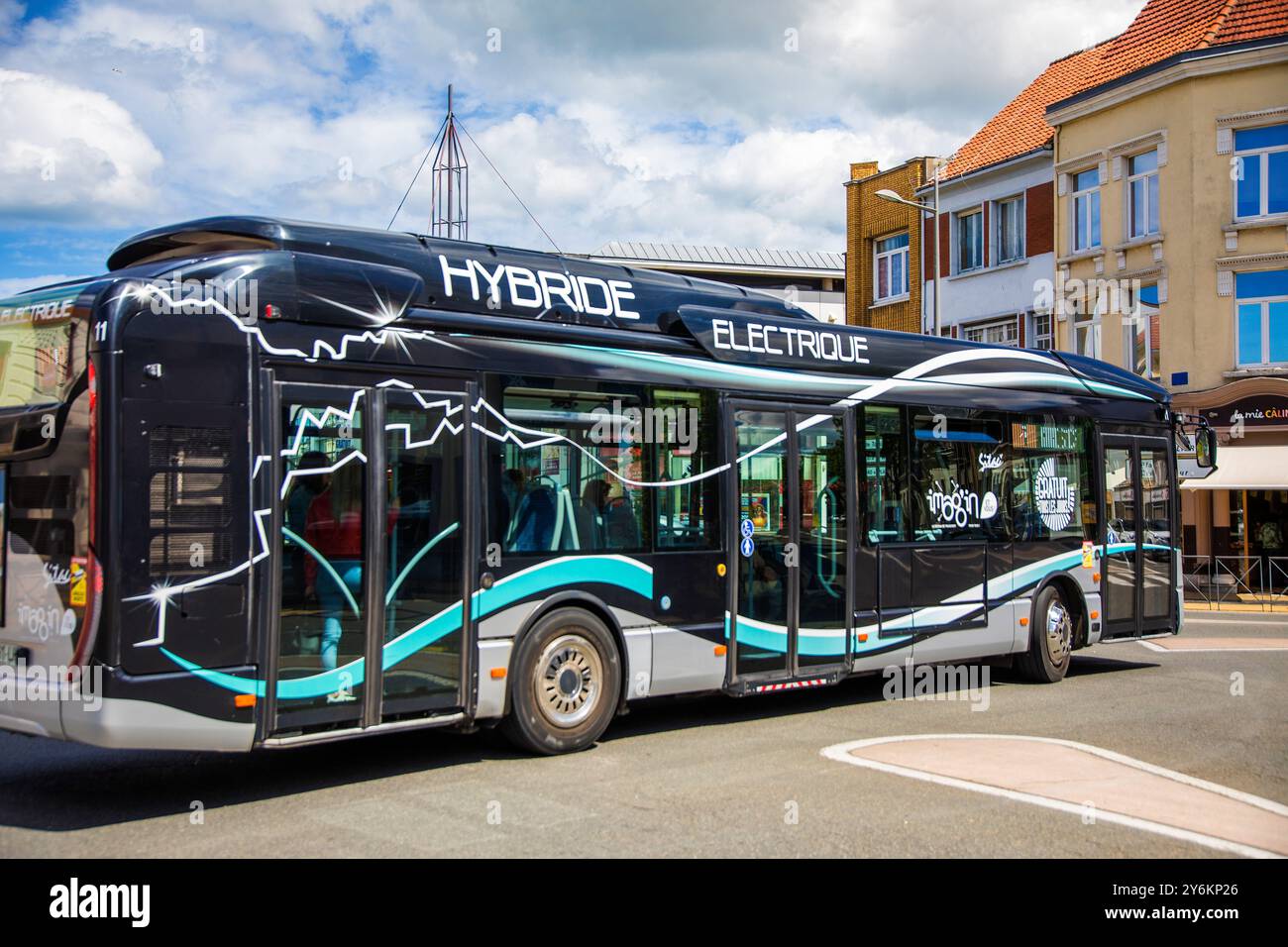 France, Pas de Calais, Calais. Hybrid bus Stock Photo - Alamy